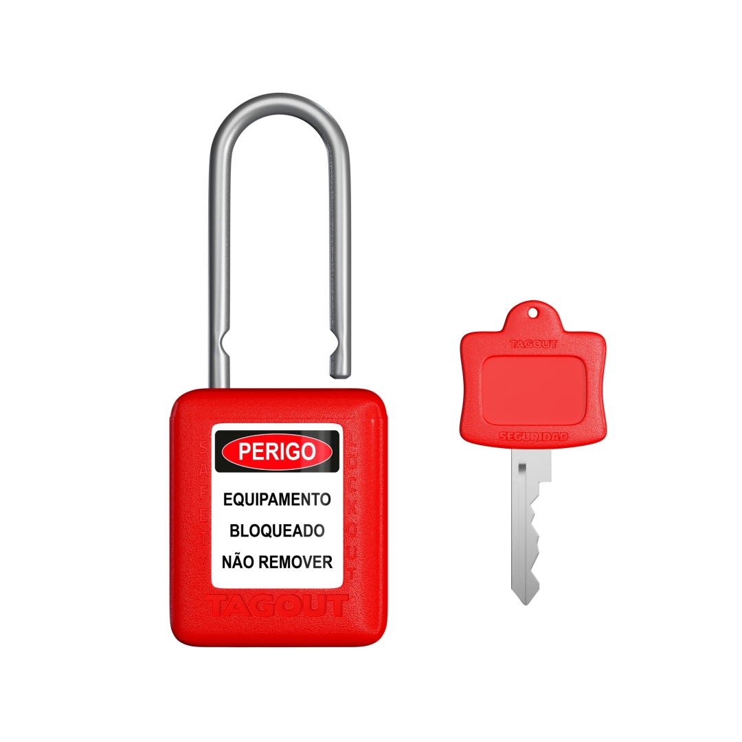 CADEADO DE SEGURANCA EM METAL POLIDO C/ CAPA TERMOPLASTICA AMARELO ...